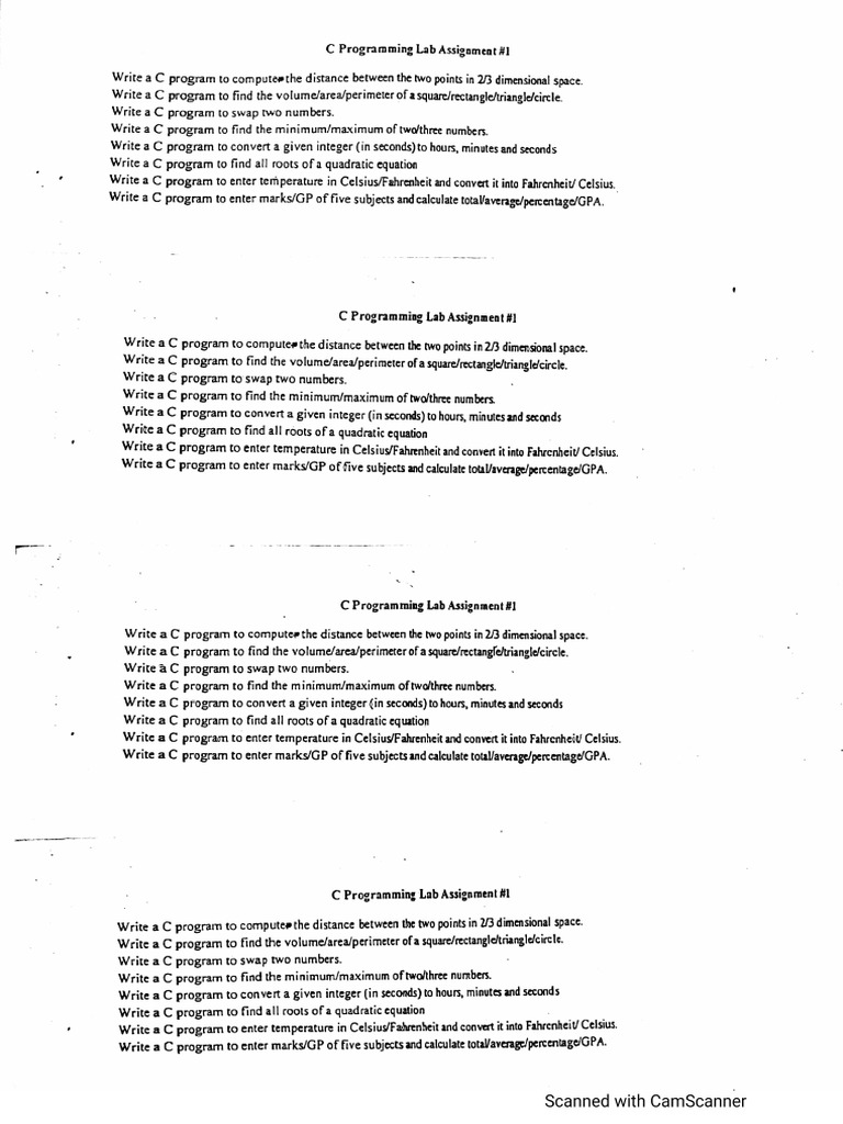 C Lab Assignments 1 4 | PDF