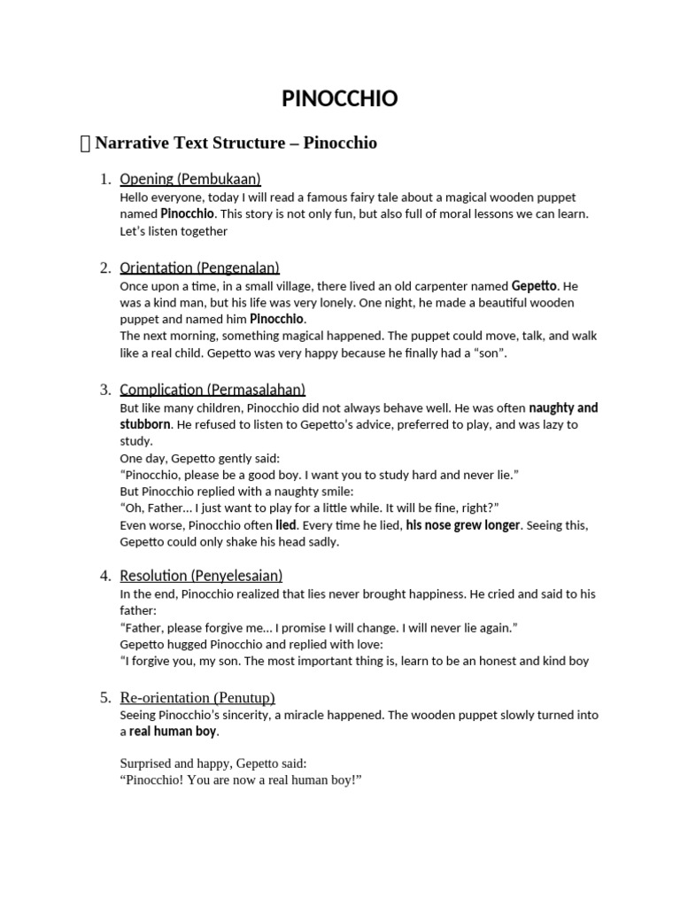 Moral Lessons from Pinocchio | PDF