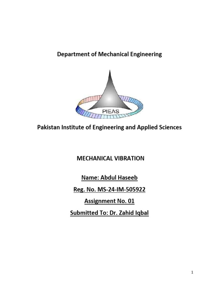 Assignment Abdul Haseeb | PDF | Damping | Oscillation
