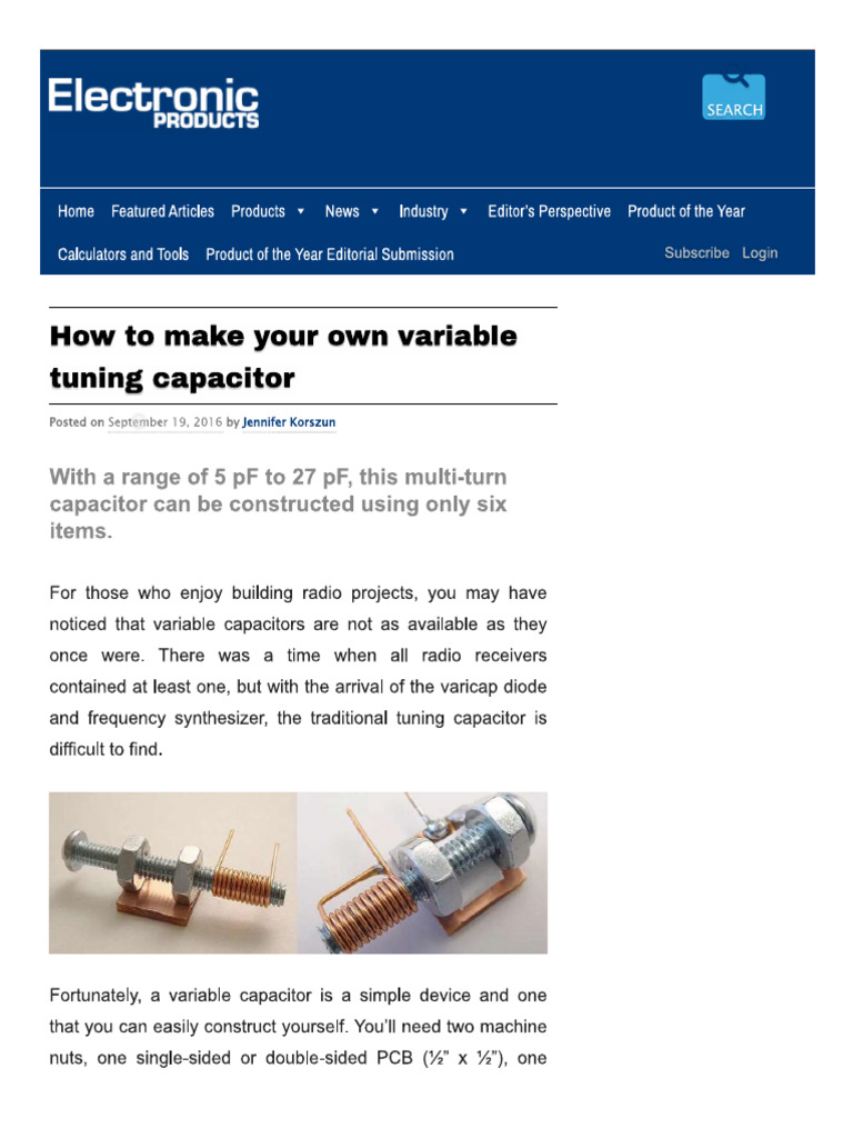 How To Make Your Own Variable Tuning Capacitor | PDF