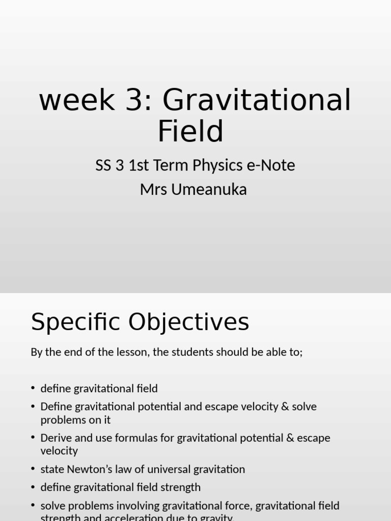 5b81d8db~Week 3- SS3 Physics Note | PDF | Orbit | Newton's Law Of ...