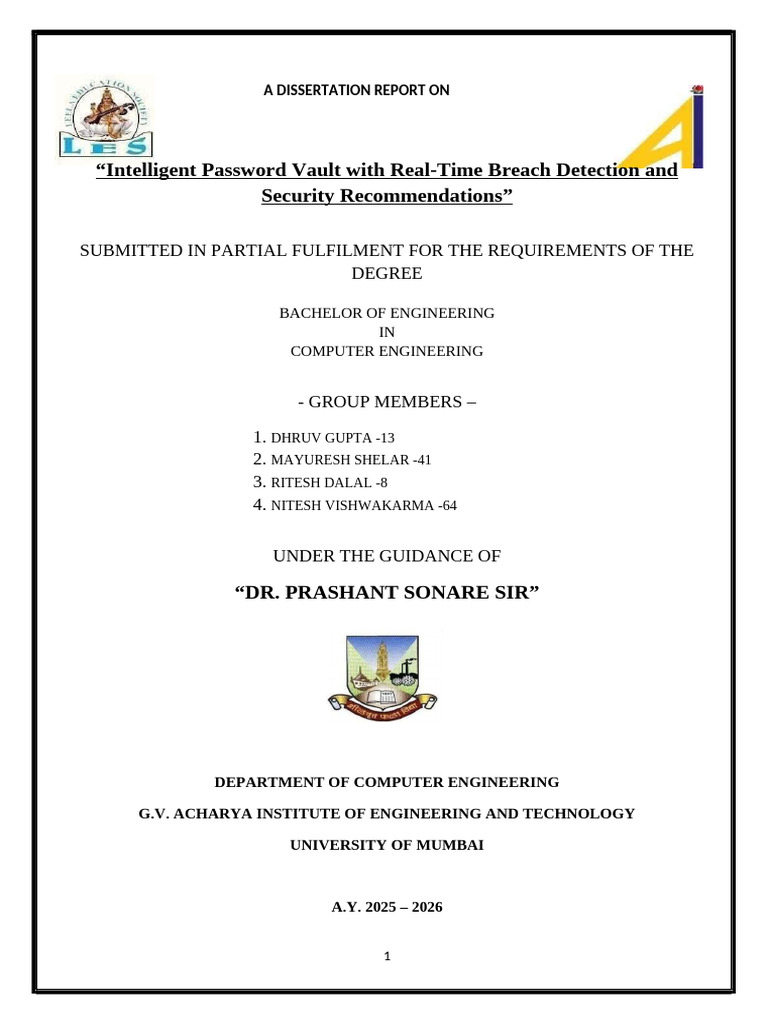 A Dissertation Report On | PDF | Password | Security