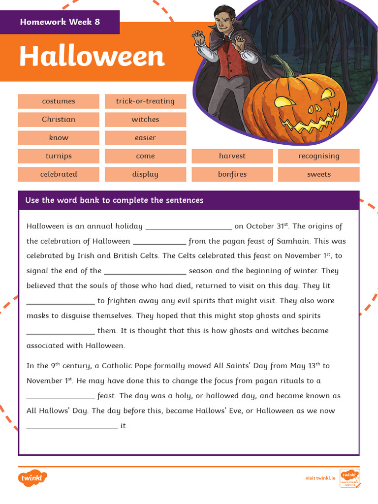 Roi Eng 1631776446 Cloze Procedure Homework Week 8 Halloween 3rd 4th ...