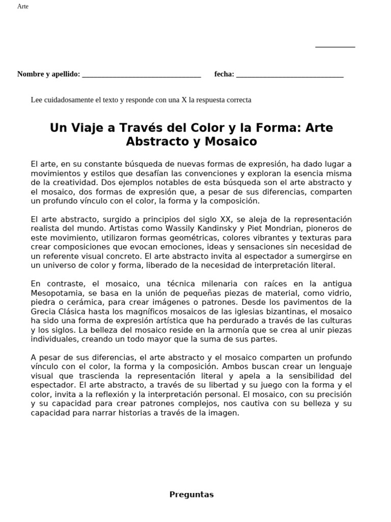 Examen de Habilitacion ARTE9 | PDF | Mosaico | Arte abstracto