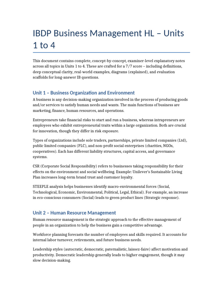IBDP BM HL Units 1-4 Complete Full Notes | PDF | Corporate Social ...