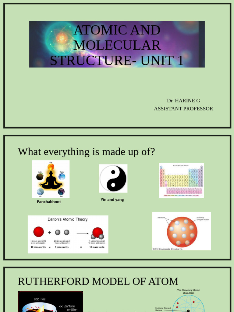 Atomic and Molecular Structure - Unit 1 | PDF | Semiconductors ...