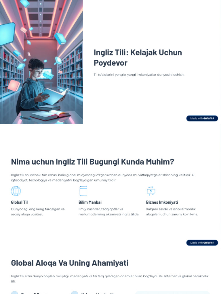 Ingliz Tili Kelajak Uchun Poydevor | PDF