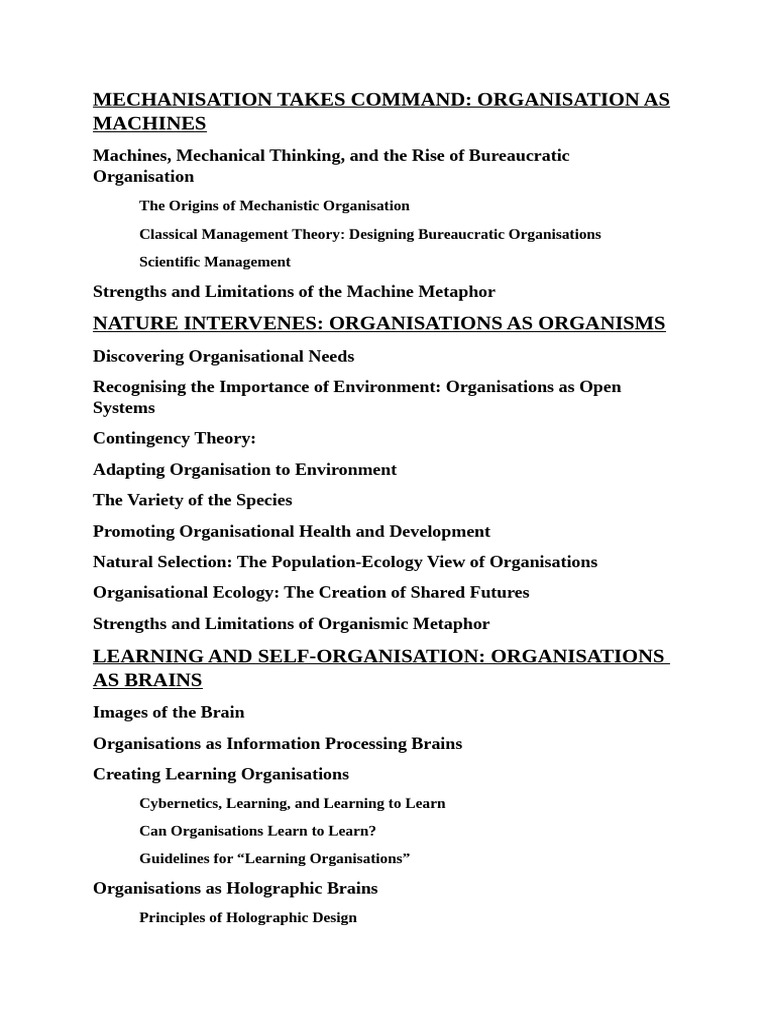 Organizational Metaphors Explored | PDF