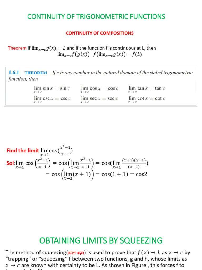 Trigonometric Limits and Continuity | PDF | Continuous Function ...