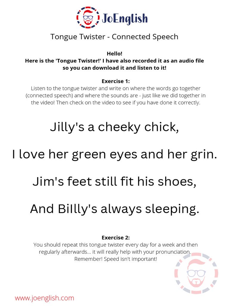 Tongue Twister for Connected Speech Practice | PDF