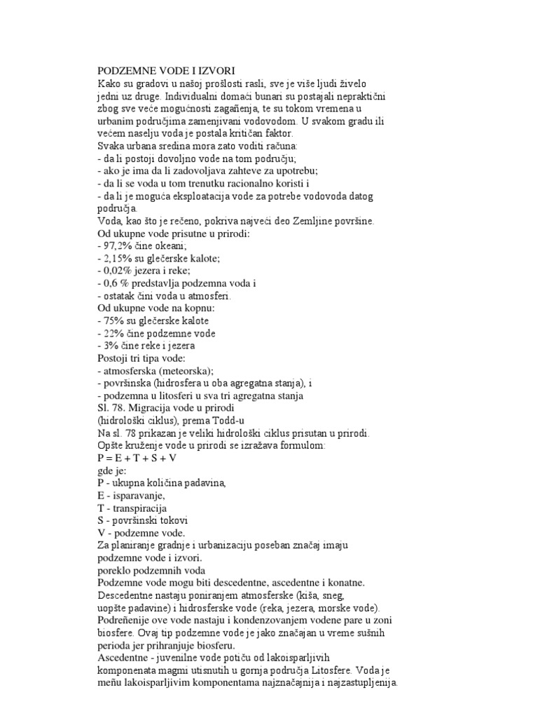 Geo Resursi Podzemne Vode I Izvori | PDF