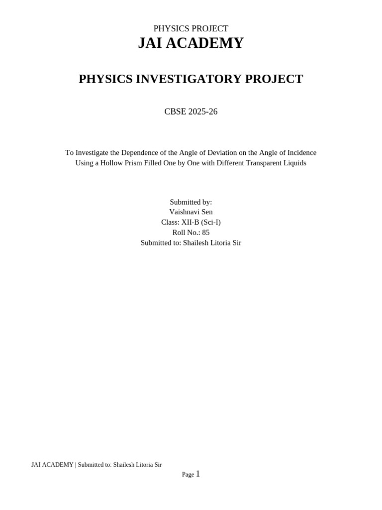 Angle of Deviation in Prisms Study | PDF | Refractive Index | Refraction