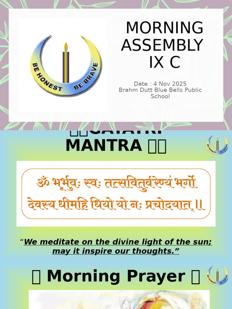 Morning Assembly Agenda - Nov 4, 2025 | PDF