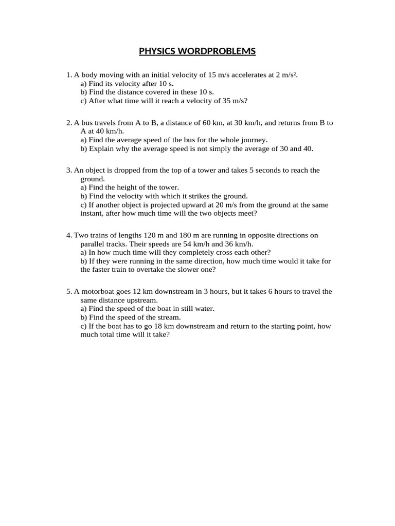 Physics Worksheet | PDF