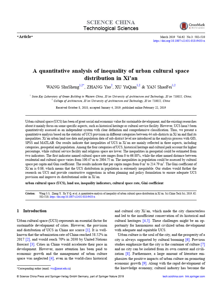 34 A Quantitative Analysis of Inequality of Urban Cultural Space ...