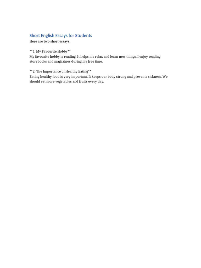 Short English Essays For Students | PDF