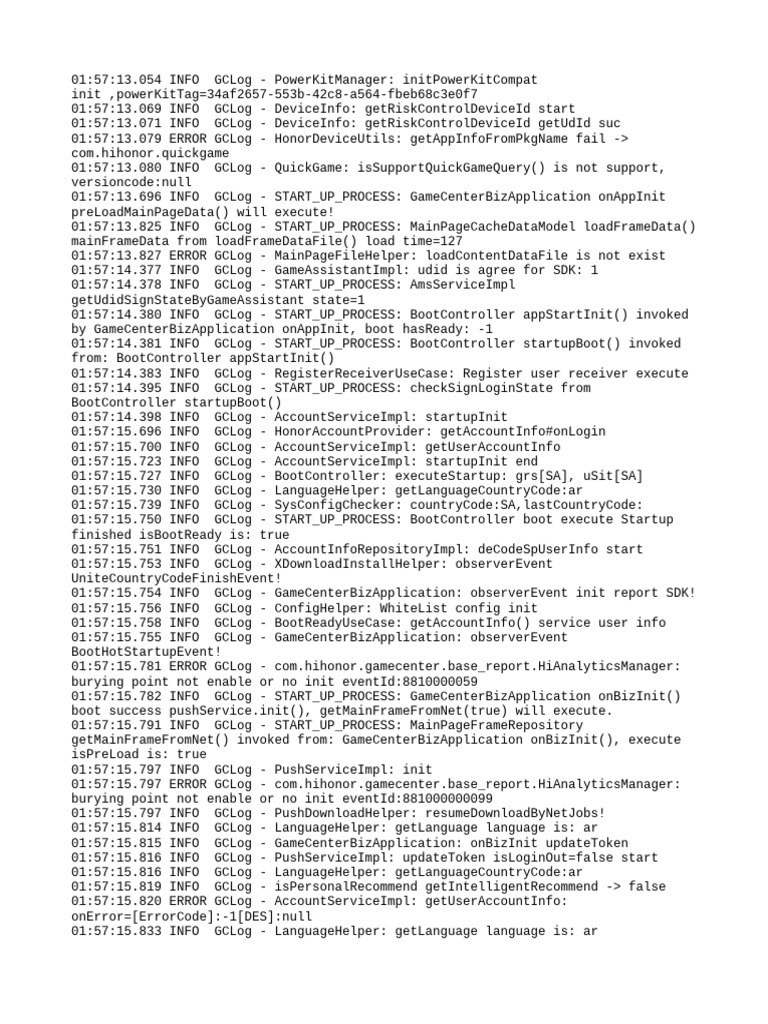GameCenter Initialization Log Analysis | PDF | Computing | Software
