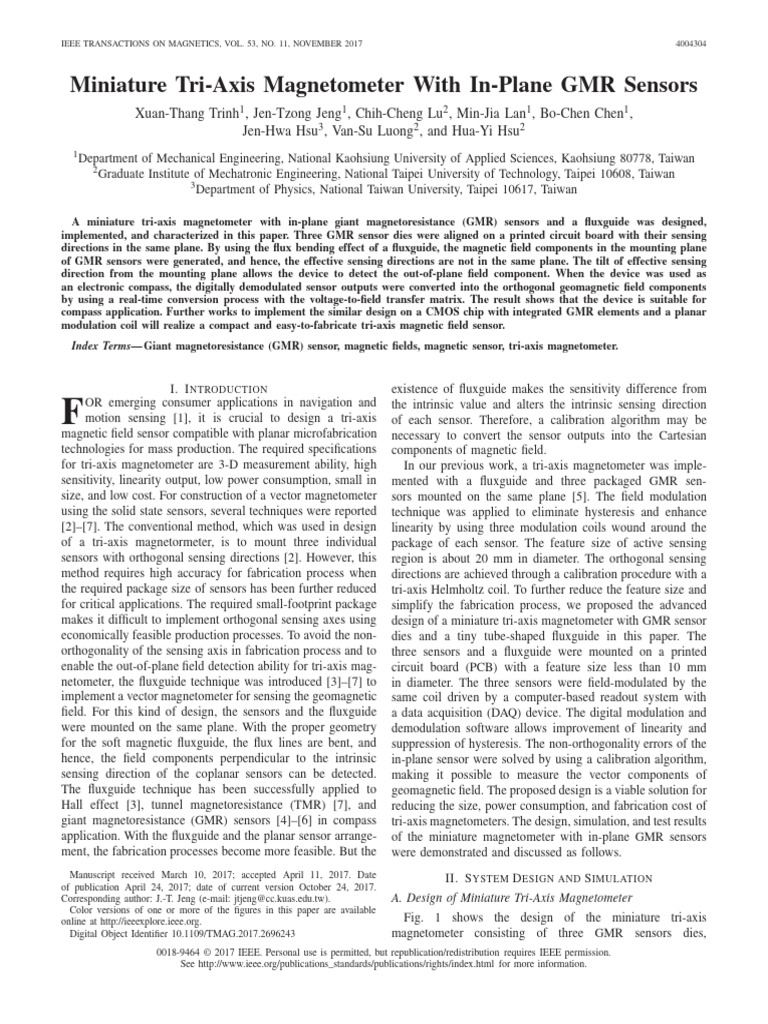 Miniature Tri-Axis Magnetometer Design | PDF | Magnetometer | Amplifier