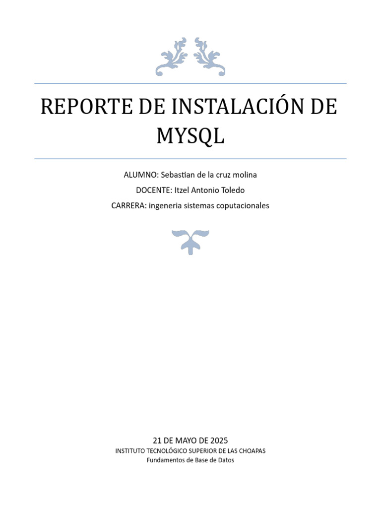 Reporte de Instalacion Mysql | PDF | Mi sql | Ingeniería de software
