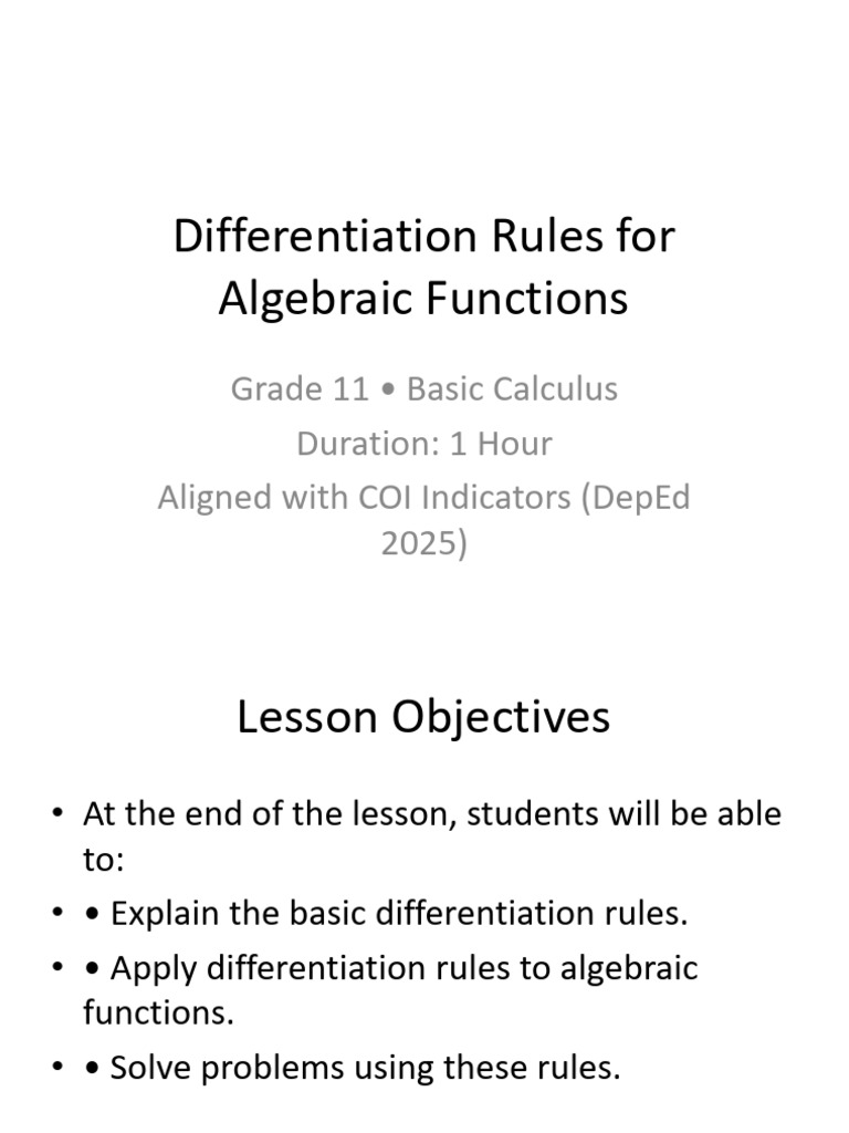 Algebraic Differentiation Rules Guide | PDF