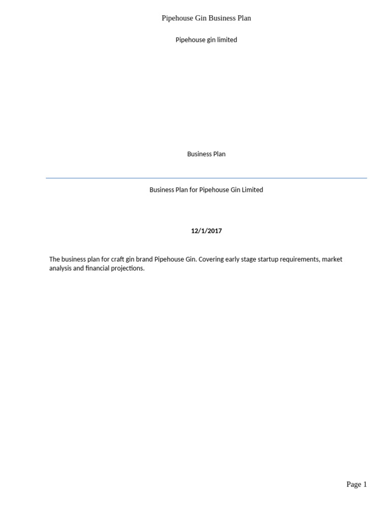 Gin Business Plan 082017 | PDF | Gin | Gross Margin