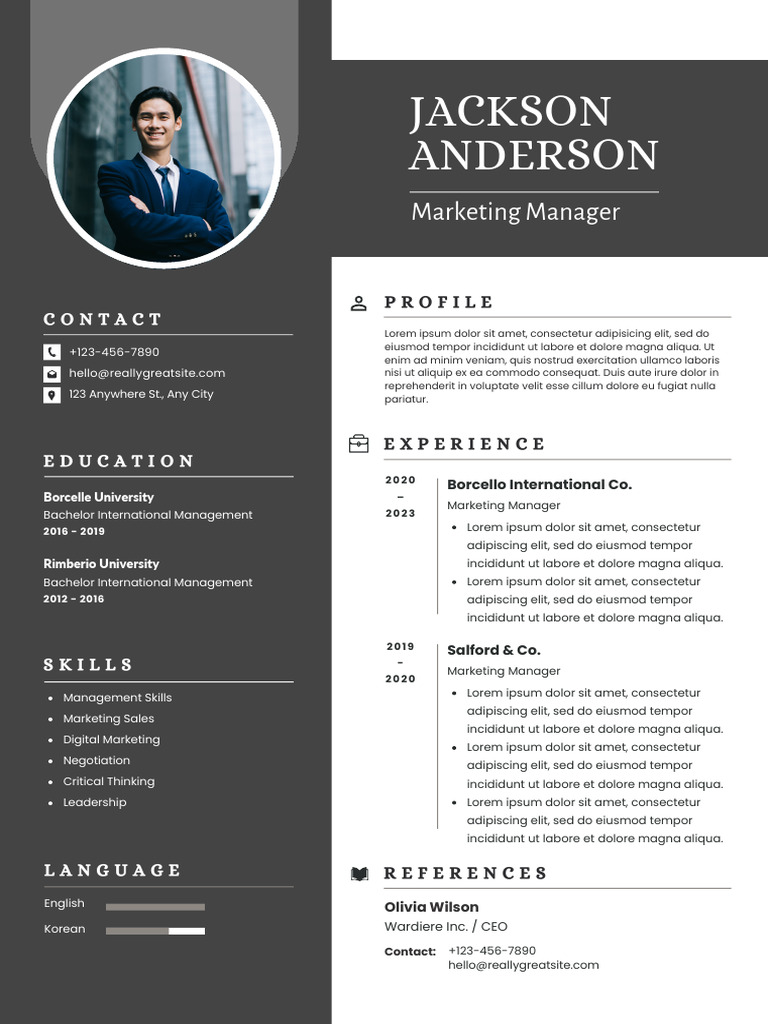 Grey White Simple Professional CV Resume A4 Document PDF | PDF