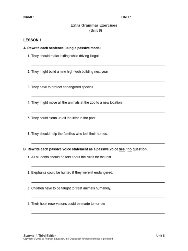 Unit 6 Passive Voice Exercises | PDF