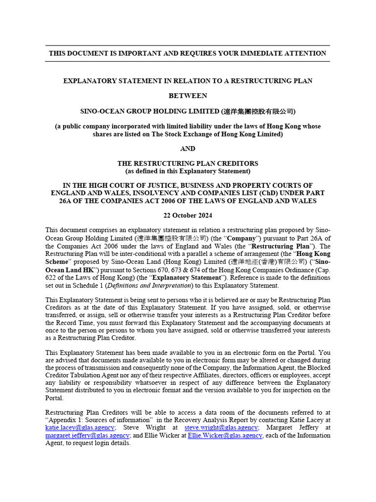 A1. Restructuring Plan Explanatory Statement and Its Appendices (22 ...