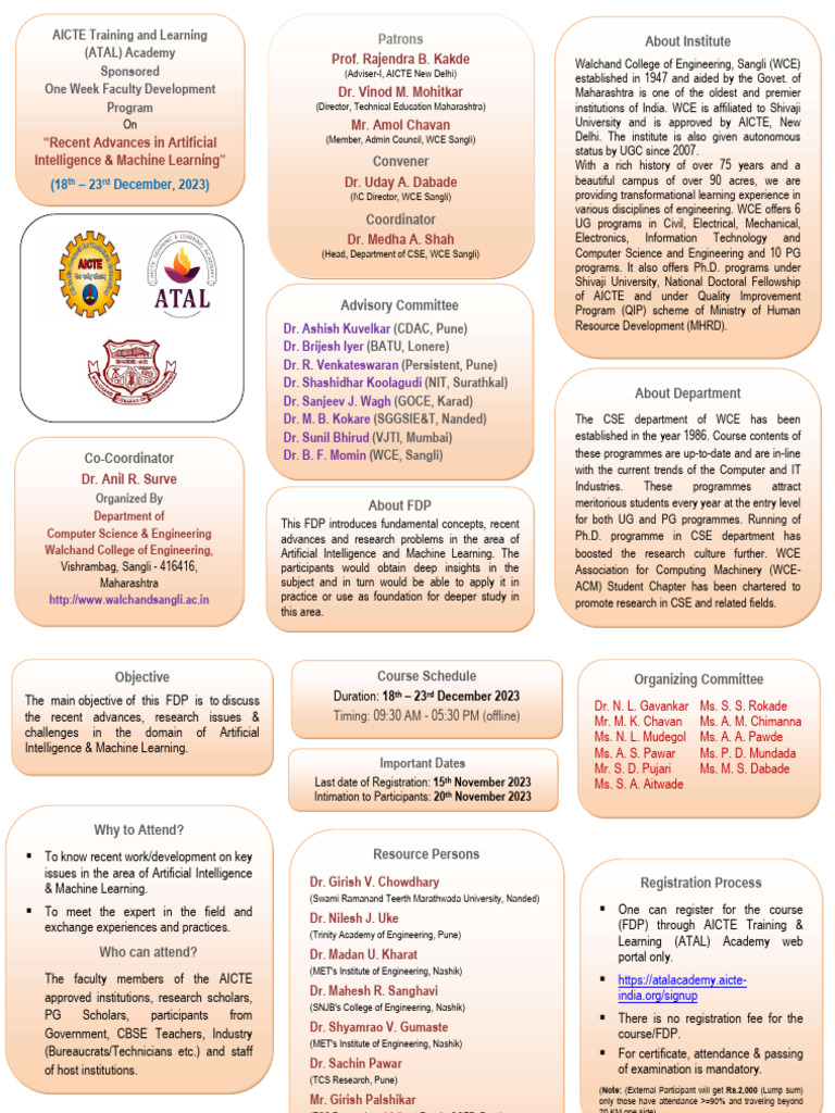 Atal FDP Aaiml Brochure 2023 | PDF | Science