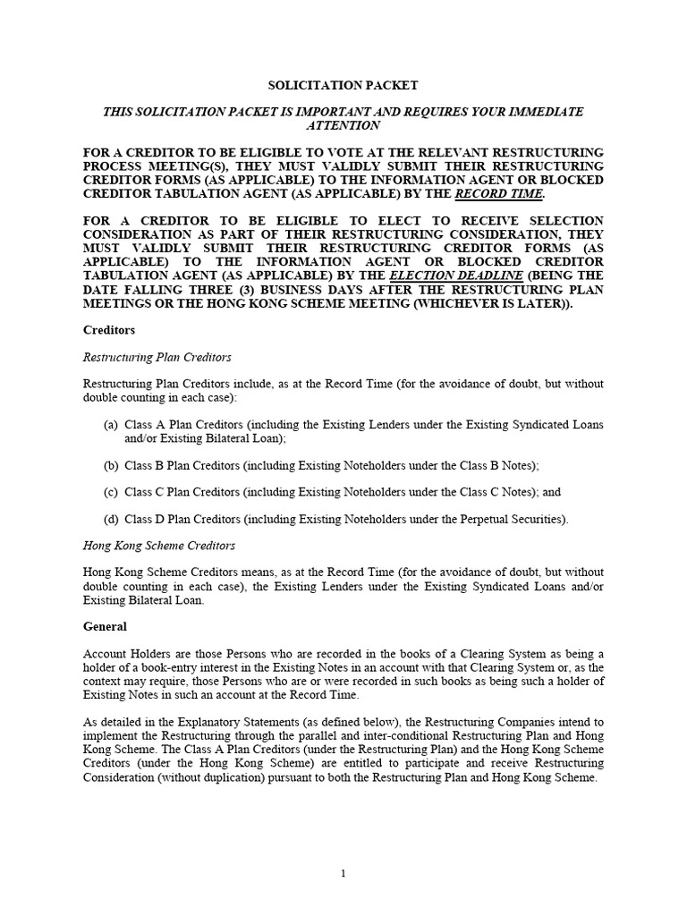 A4. Solicitation Packet (Including All Relevant Voting Forms) | PDF ...