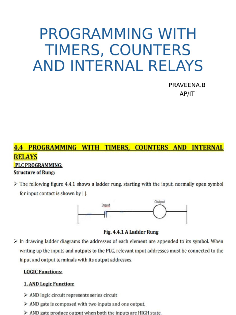 Unit 4 Programming With Timer, Counter and Internal Relay | PDF