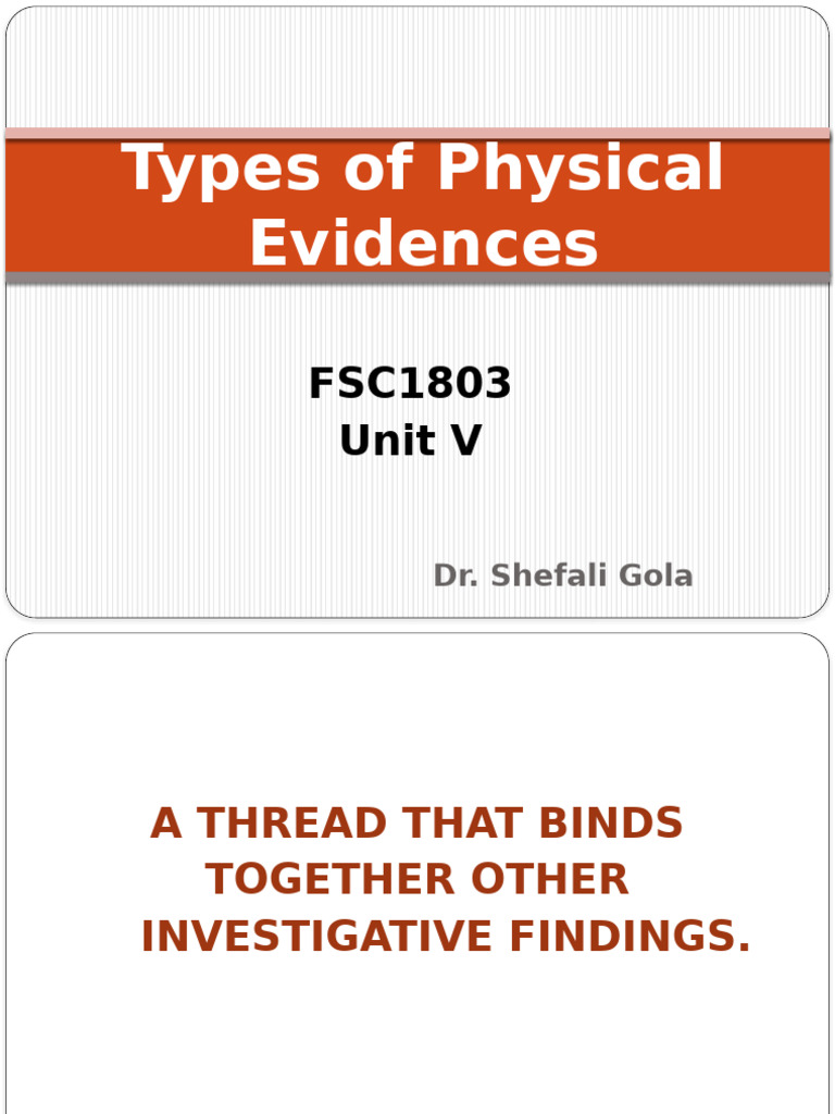 Types of Physical Evidence in Crime Scenes | PDF | Crime Scene
