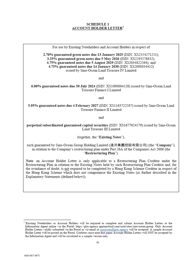 A5. Form of Account Holder Letter (Schedule 1 of Solicitation Packet ...