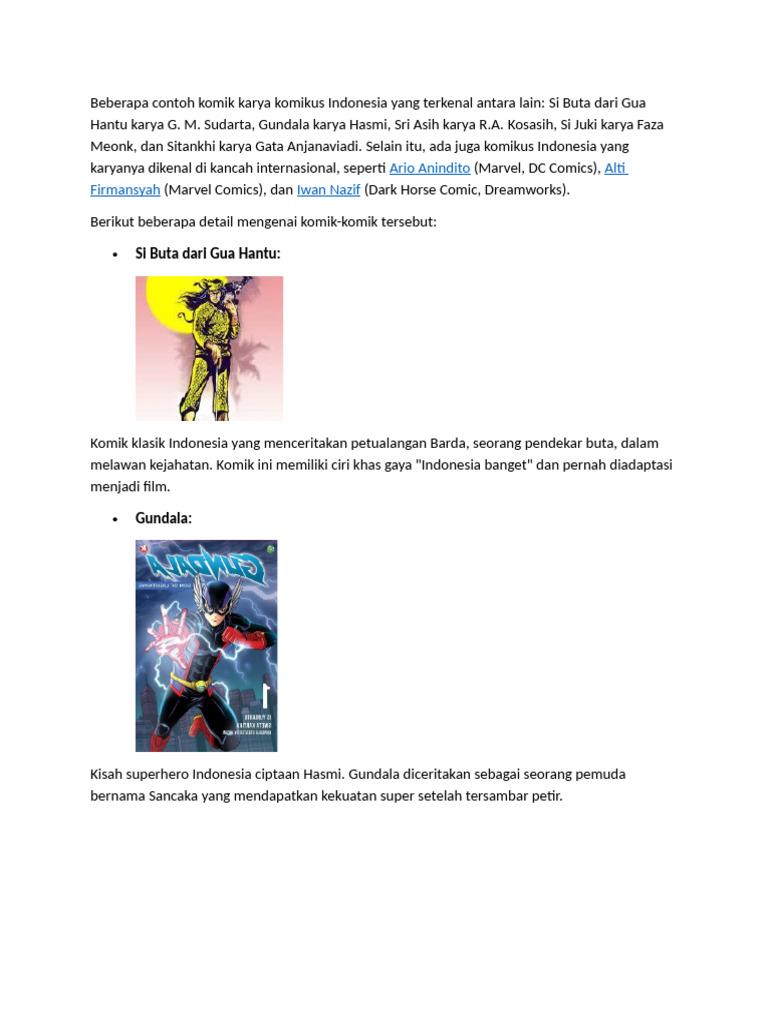Komik Terkenal Karya Komikus Indonesia | PDF
