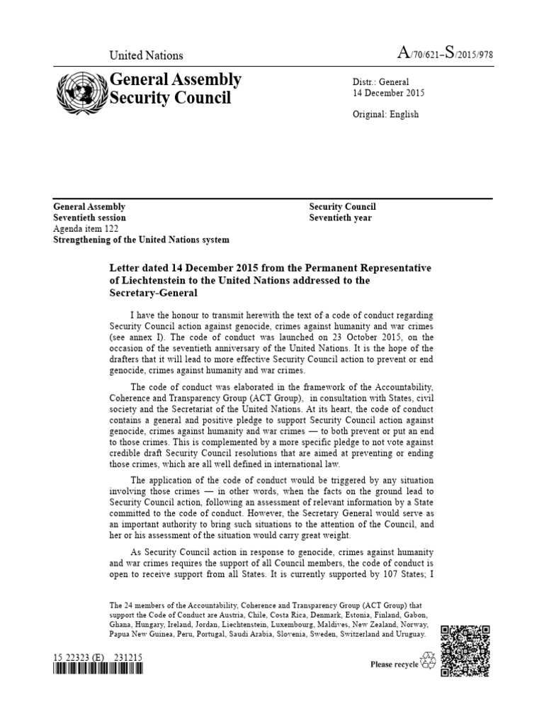 2015 December Code of Conduct | PDF | Responsibility To Protect ...