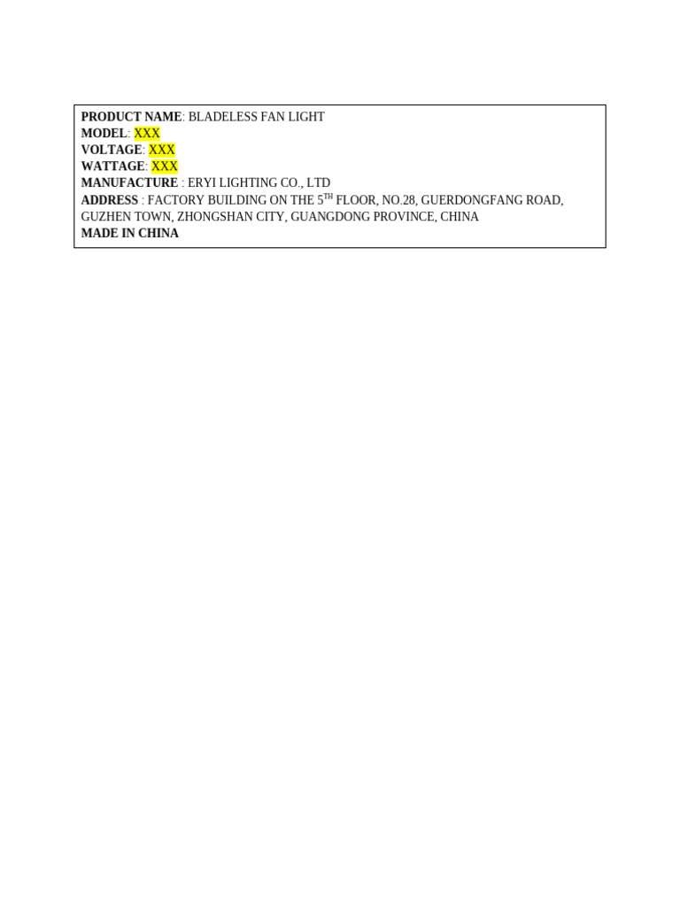 Label To Stick On Product - Final | PDF