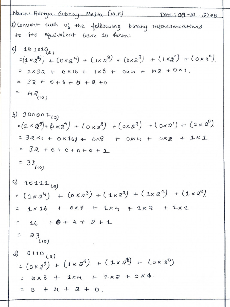 Assignment 2 (Binary Addition) (13 Oct 2025 at 17-19) | PDF