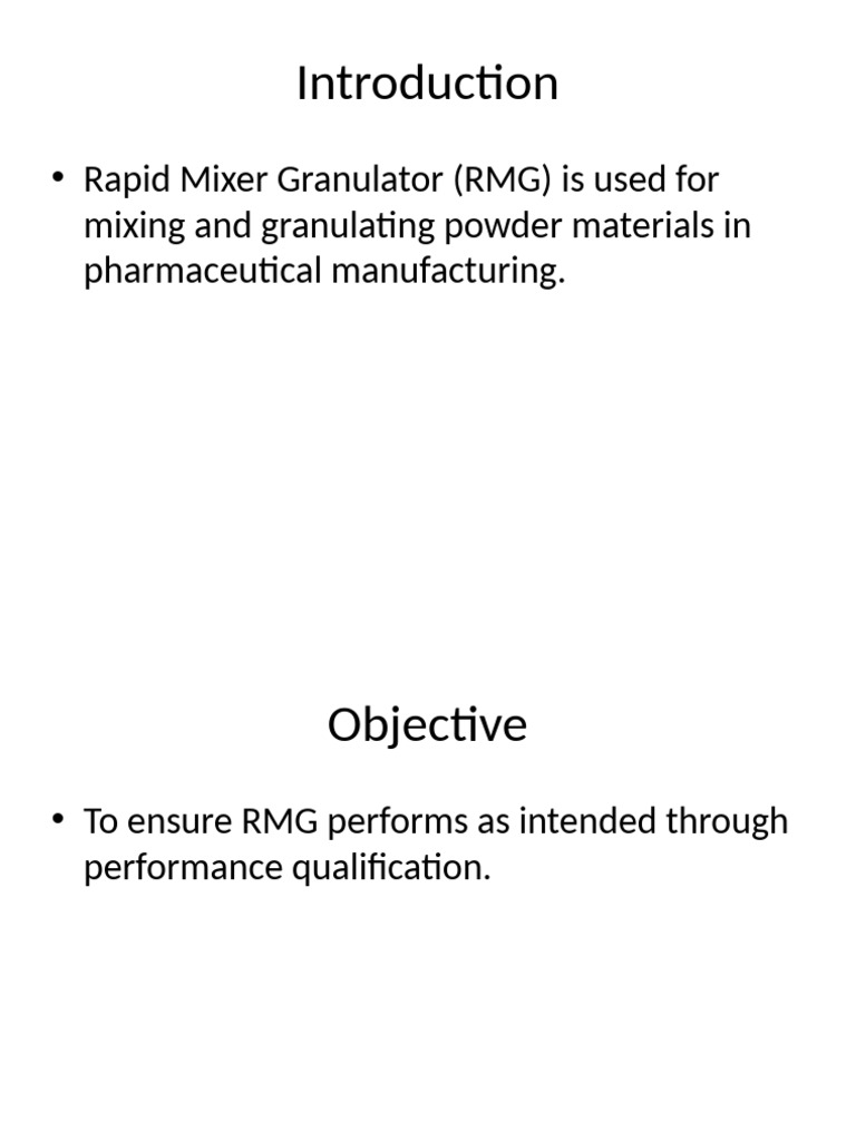 Validation of Rapid Mixer Granulator RMG | PDF