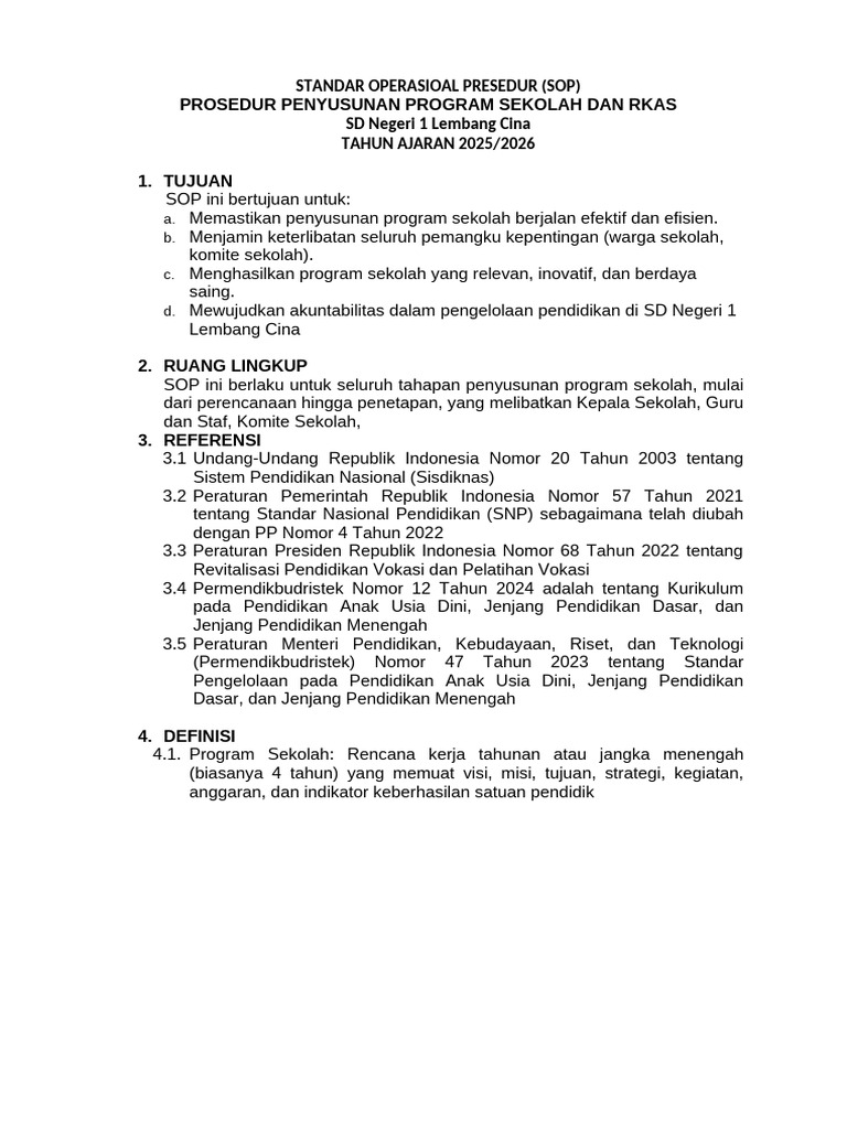 PPD - 01 (Penyusunan Program Sekolah) | PDF