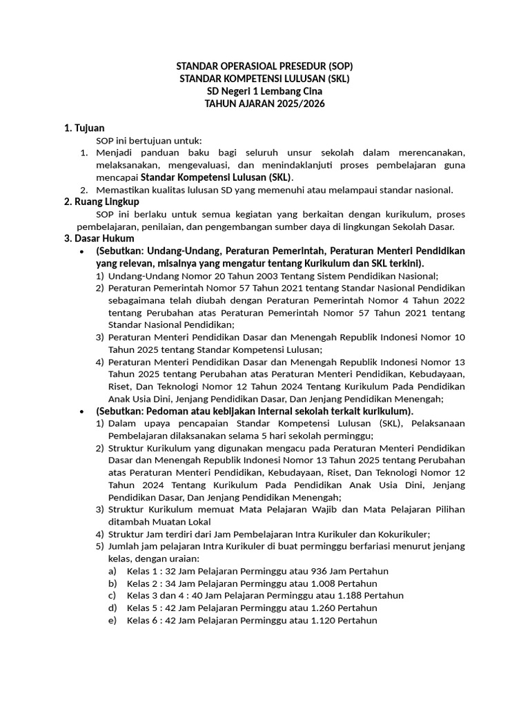Contoh Sop SKL | PDF