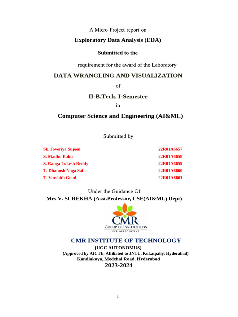 Exploratory Data Analysis Micro Project | PDF | Data Analysis | Statistics