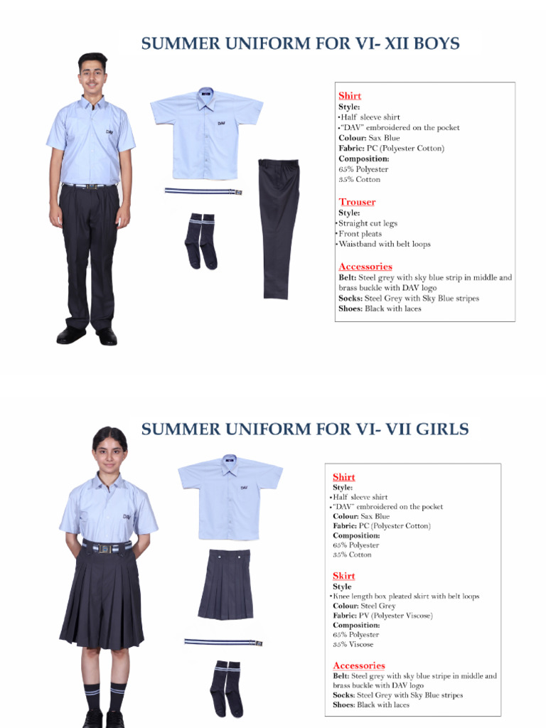 Summer - Winter Uniform Std. Vi To Vii Boys-Girls | PDF