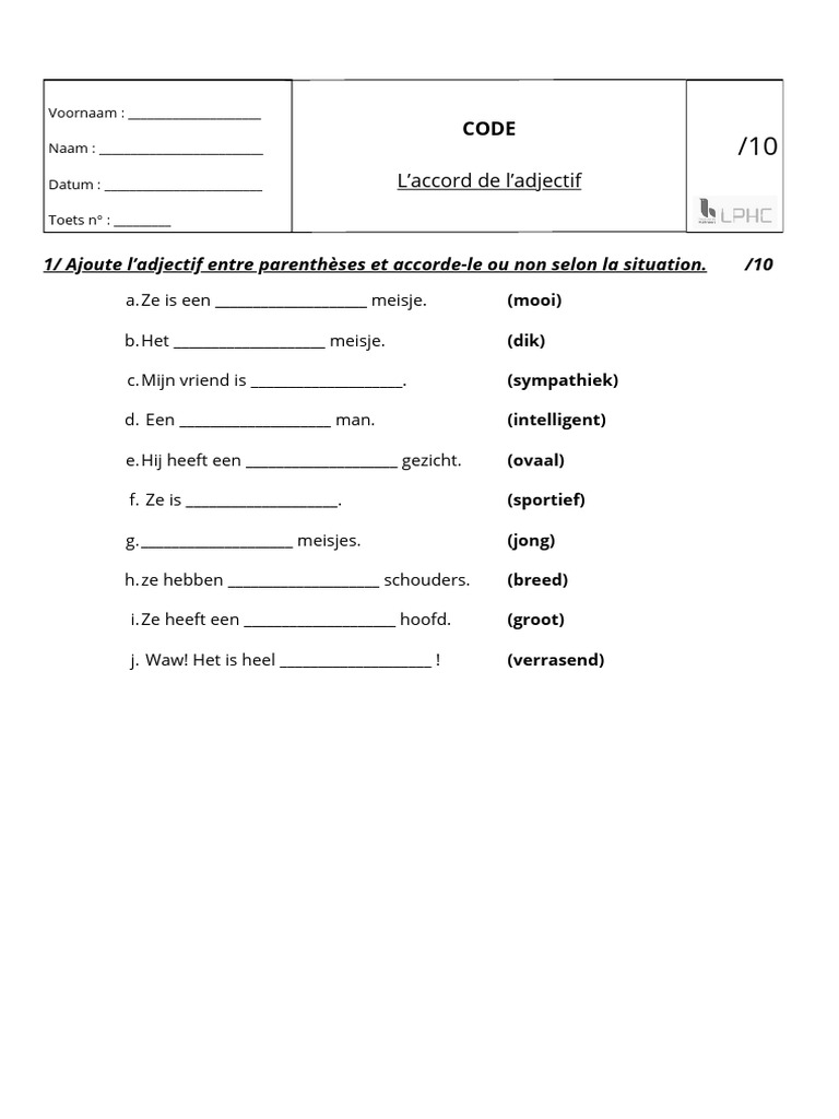 CODE L'Accord de L'adjectif | PDF