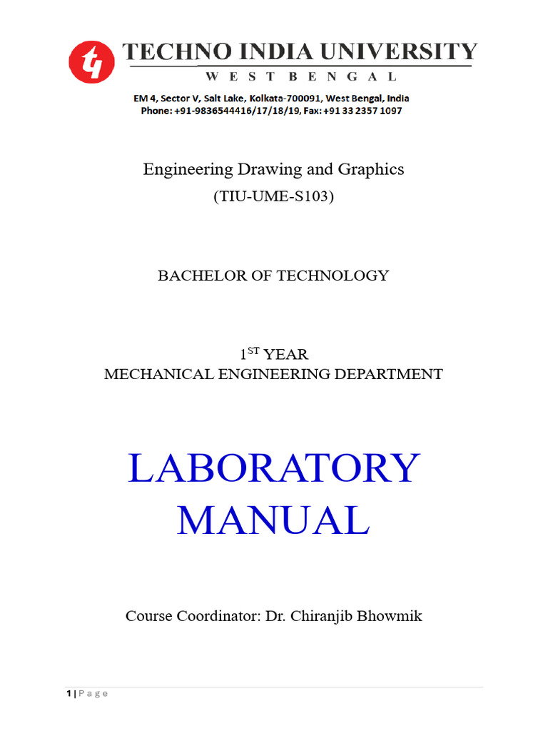 Engineering Drawing Lab Manual for B.Tech | PDF | Elementary Geometry ...