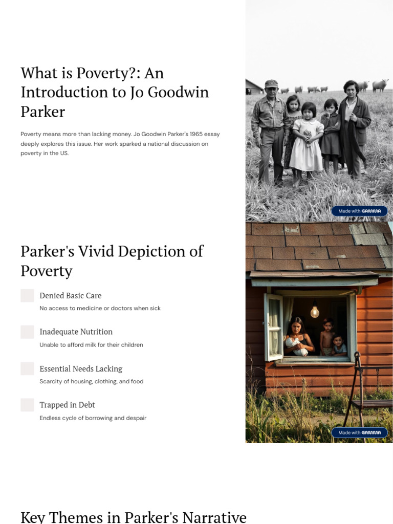 What Is Poverty An Introduction To Jo Goodwin Parker | PDF