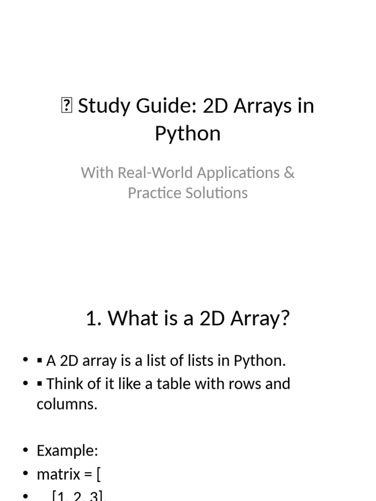 2D Array Study Guide Python | PDF