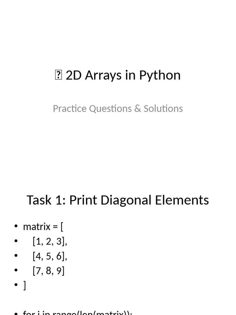 2d Array Practice Solutions Pdf