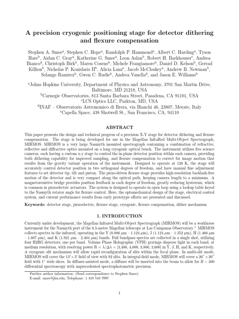 小论文 - A Precision Cryogenic Positioning Stage for Detector Dithering ...