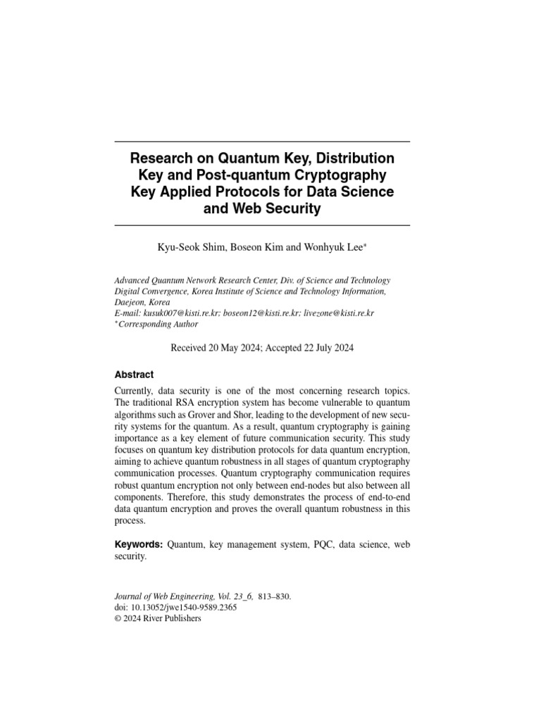 Research on Quantum Key Distribution Key and Post-Quantum Cryptography ...