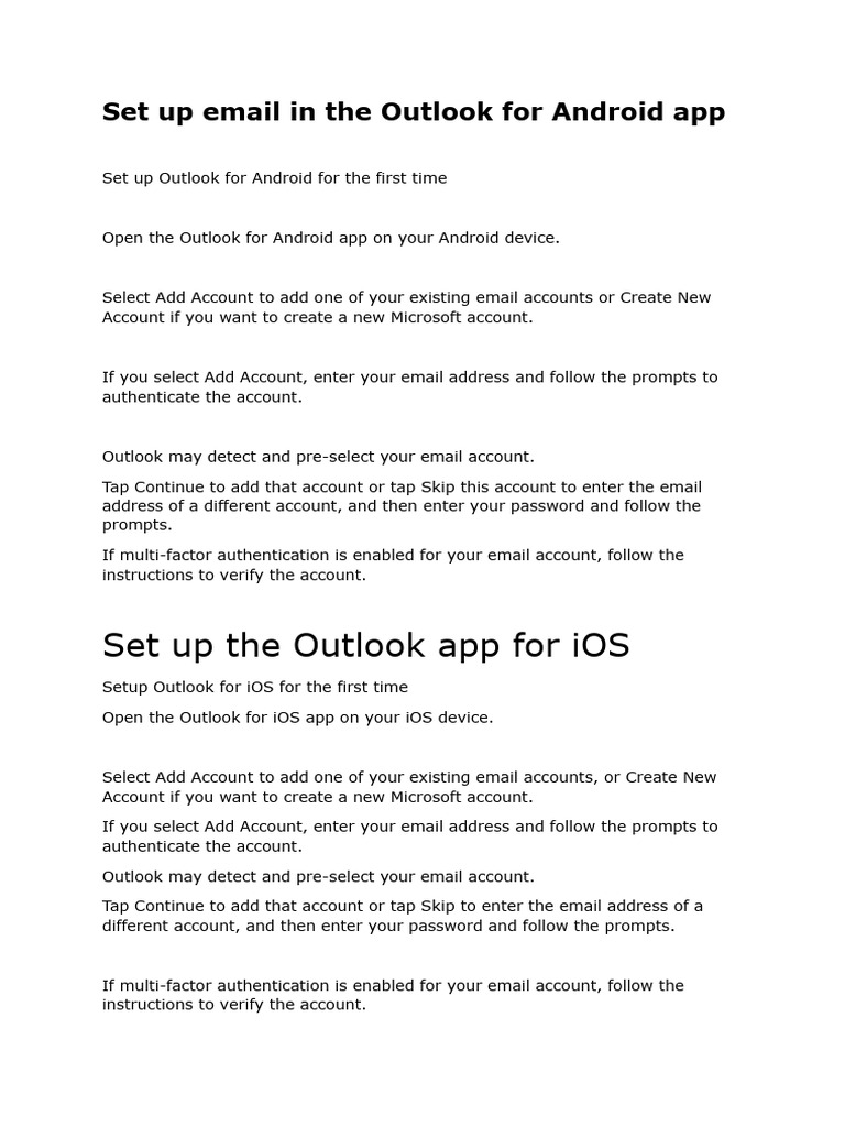 Configure Outlook On IOS and Android | PDF